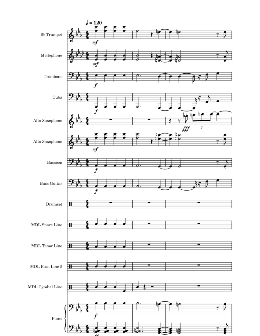 Alright – Kendrick Lamar Sheet Music for Piano, Trombone, Tuba ...