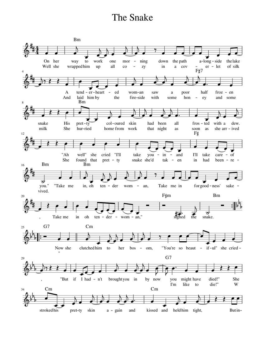 The Snake Sheet music for Vocals (Solo) | Musescore.com