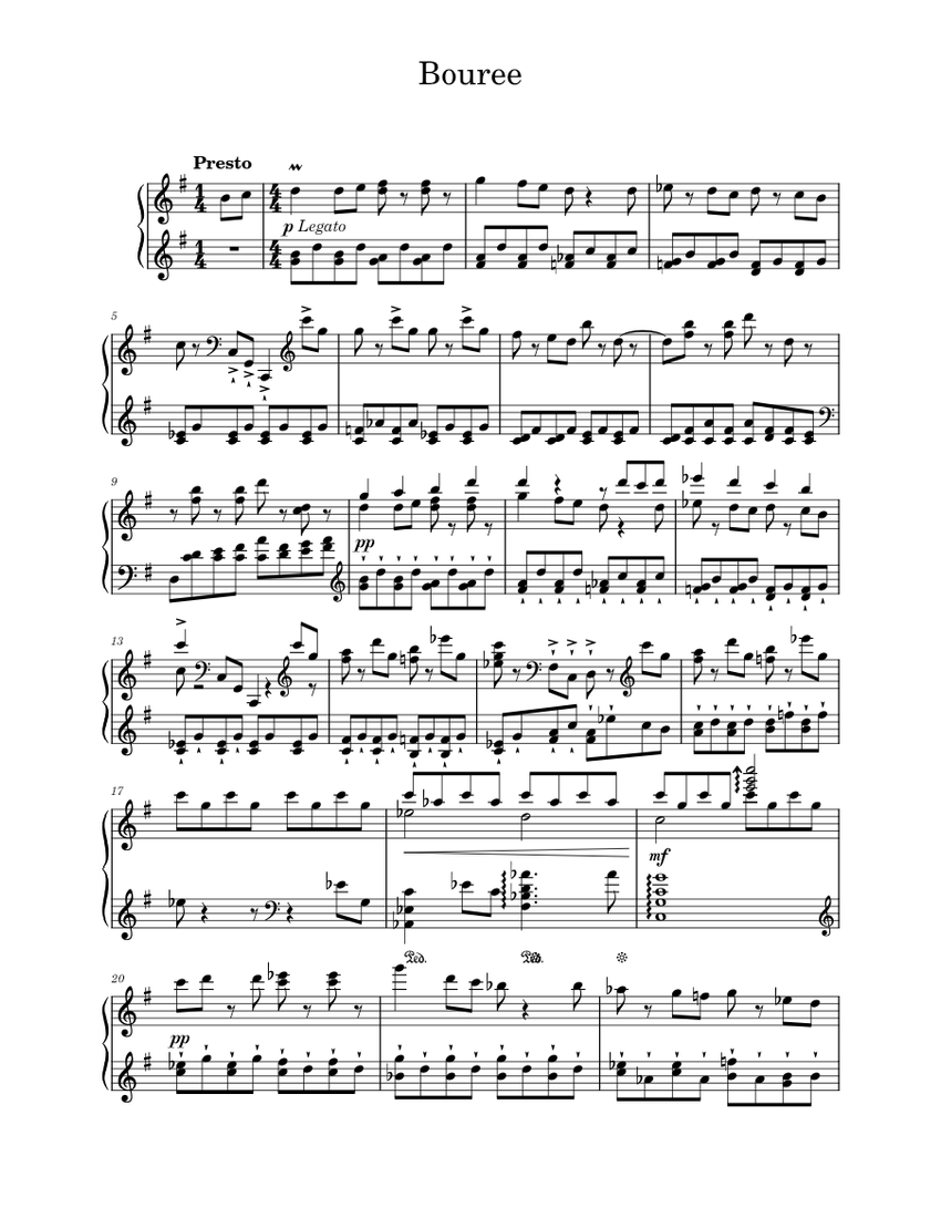 boUREE Sheet music for Piano (Solo) | Musescore.com