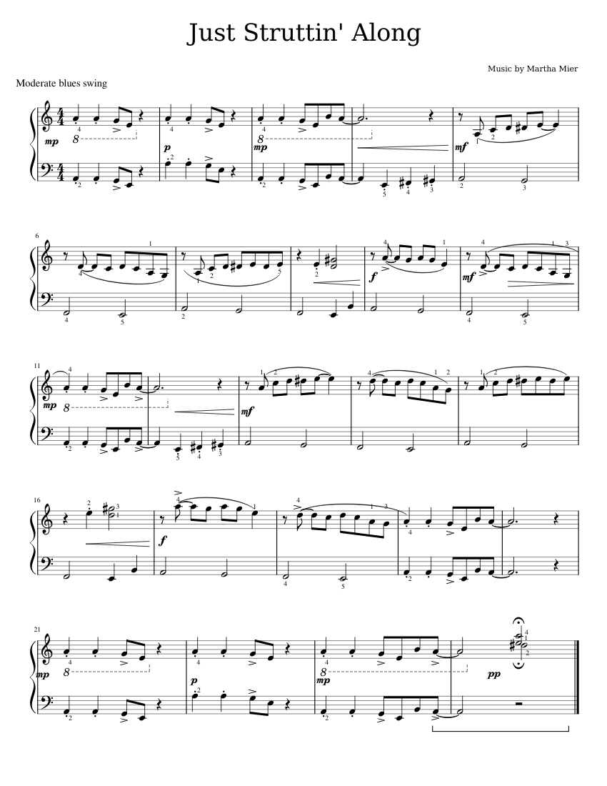 Just Struttin' Along Sheet Music for Piano (Solo) Easy | MuseScore.com