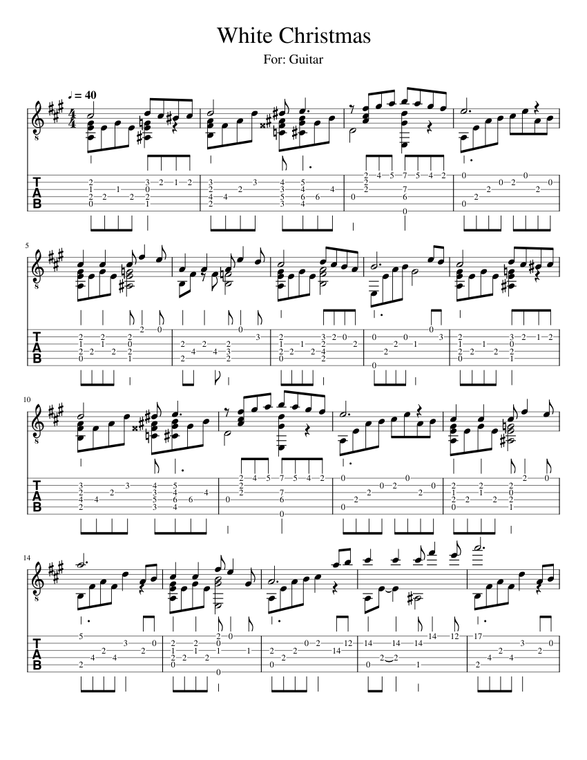 White Christmas Guitar Sheet Music and Tab for Guitar (Solo ...