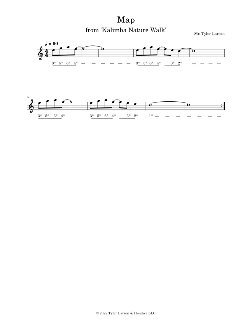 Map by Mr. Tyler Larson Sheet music for Kalimba (Solo) | Musescore.com