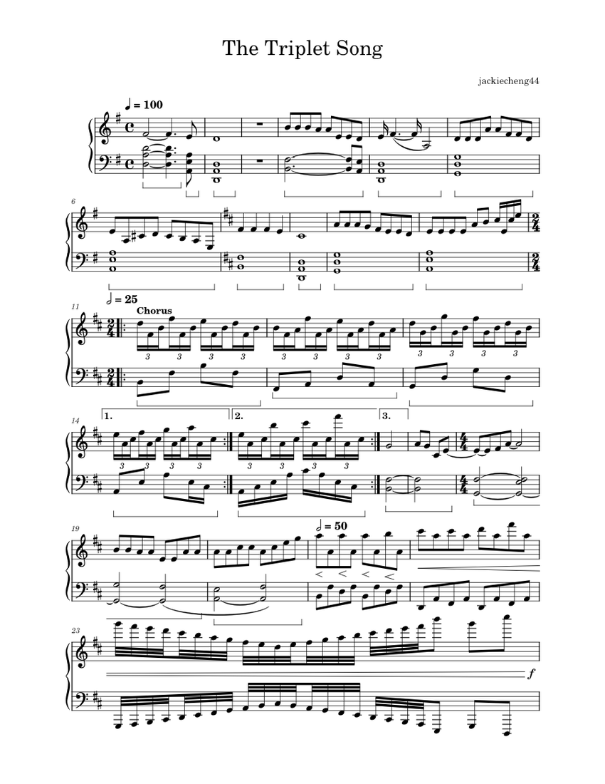 The Triplet Song Sheet music for Piano (Solo) | Musescore.com