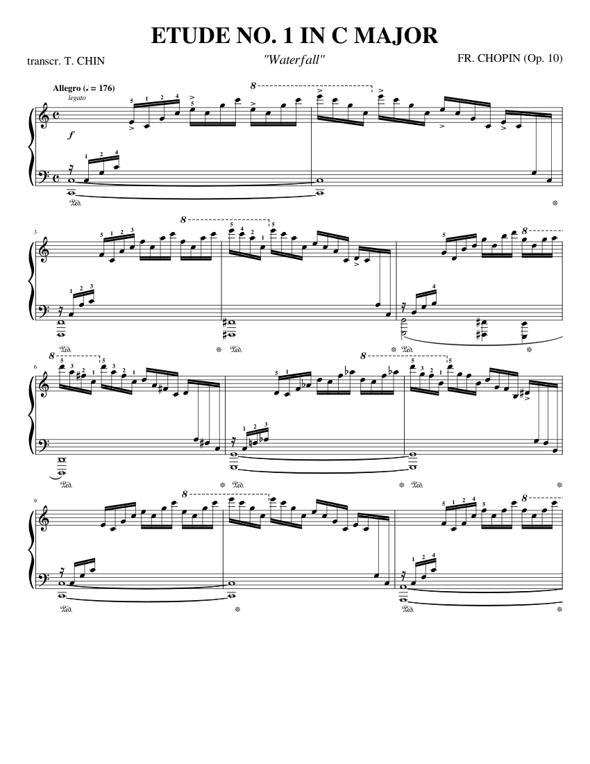 Chopin - Etude No. 1 in C Major "Waterfall" (Op. 10) Sheet Music for ...