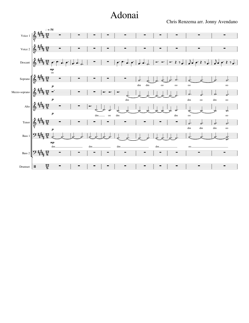 Adonai v2-2 Sheet music for Soprano, Alto, Tenor, Bass voice & more ...