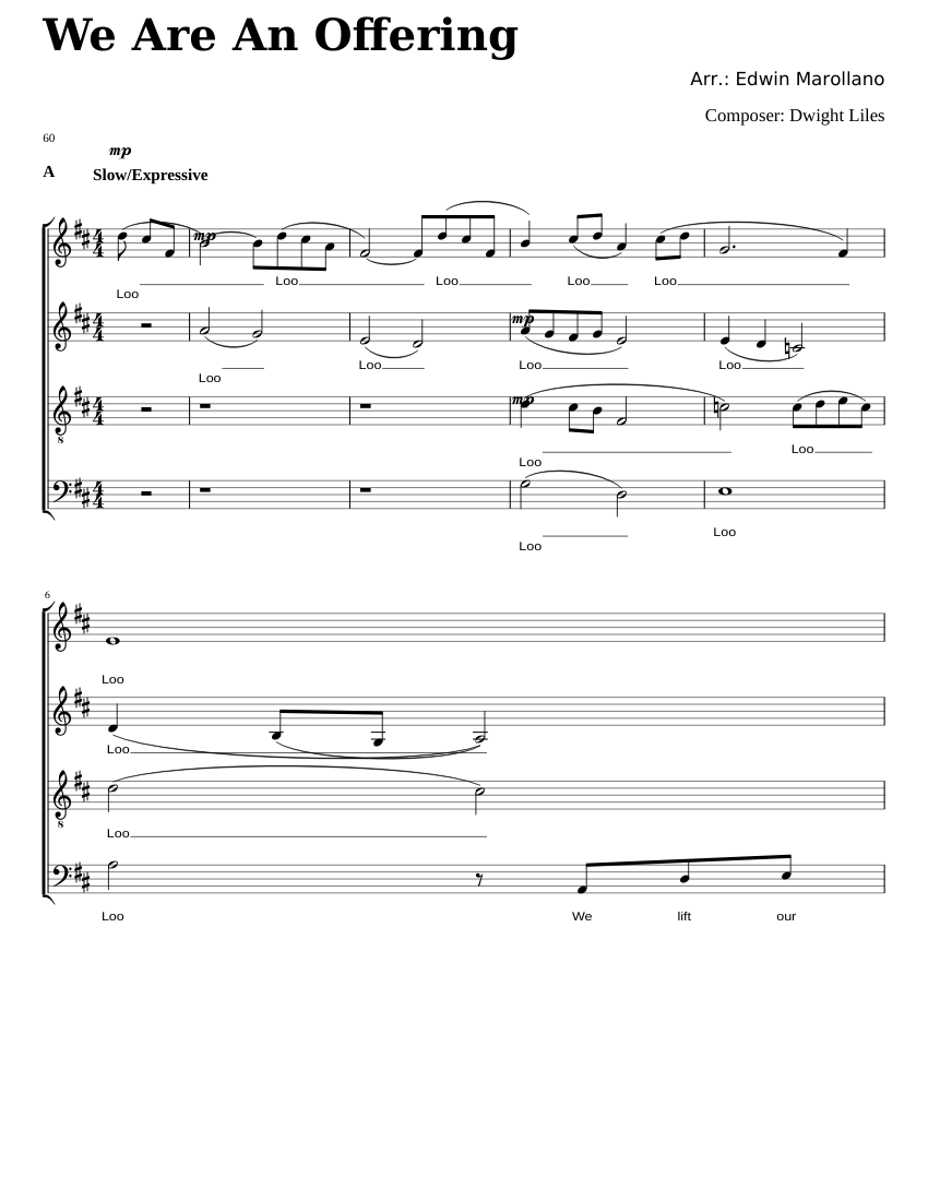 We Are an Offering Sheet Music for Vocals (Choral) | MuseScore.com