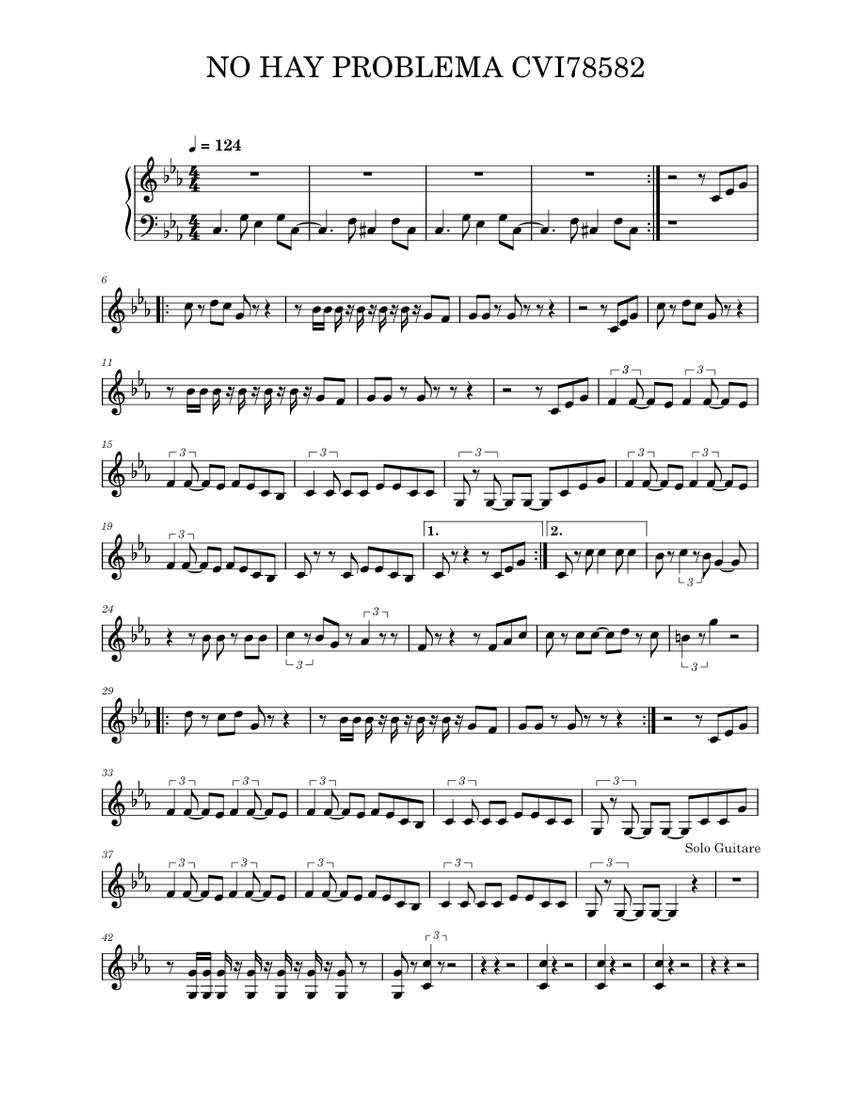No Hay Problema – Sheet Music for Piano (Solo) Easy | MuseScore.com