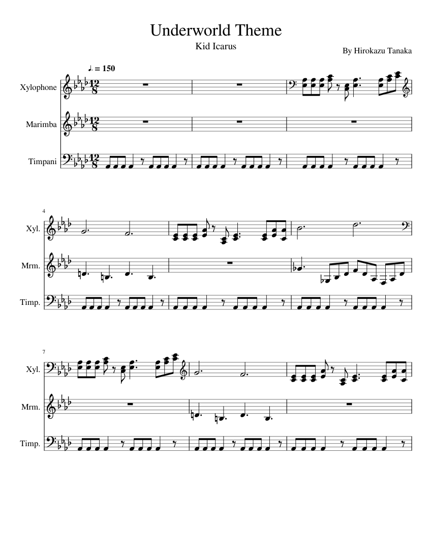 Underworld Theme (Kid Icarus) Sheet music for Timpani, Marimba ...