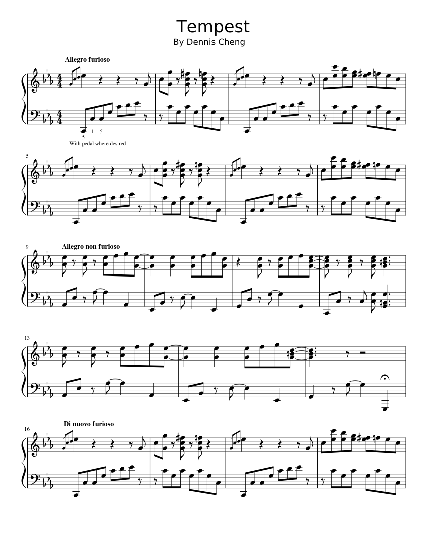 Tempest – Dennis Cheng Sheet music for Piano (Solo) | Musescore.com