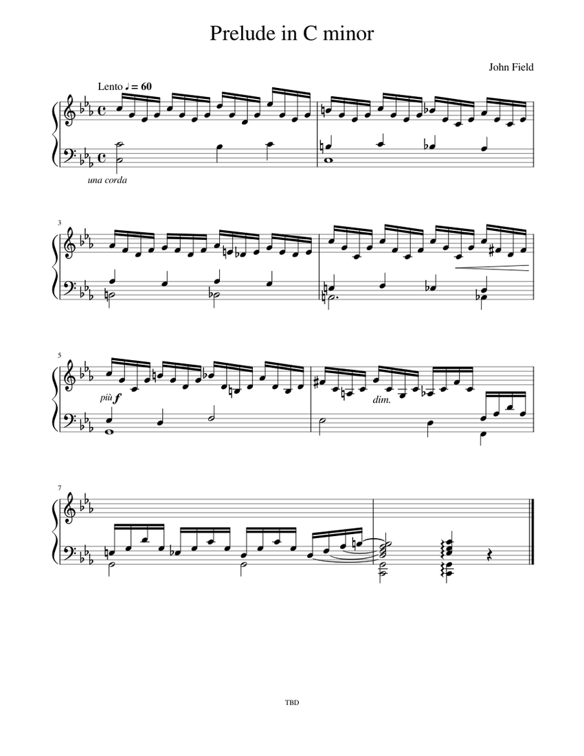 Field: Prelude in C minor Sheet Music for Piano (Solo) Easy | MuseScore.com