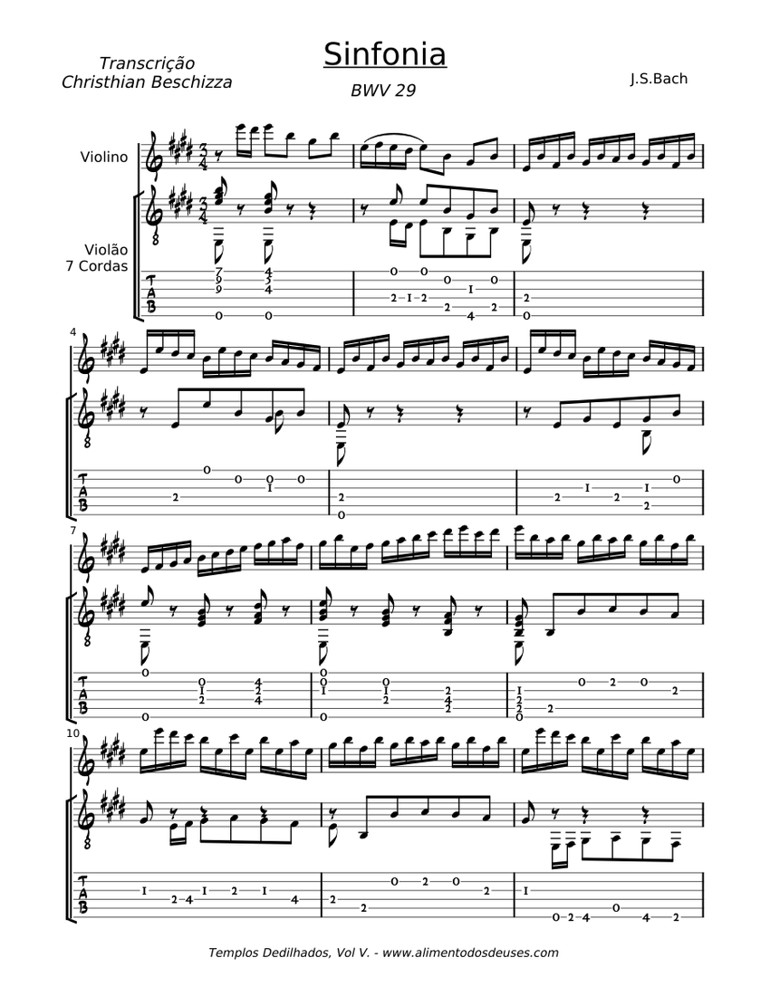 1. BWV 29 I. Sinfonia Sheet music for Violin (Solo) | Musescore.com
