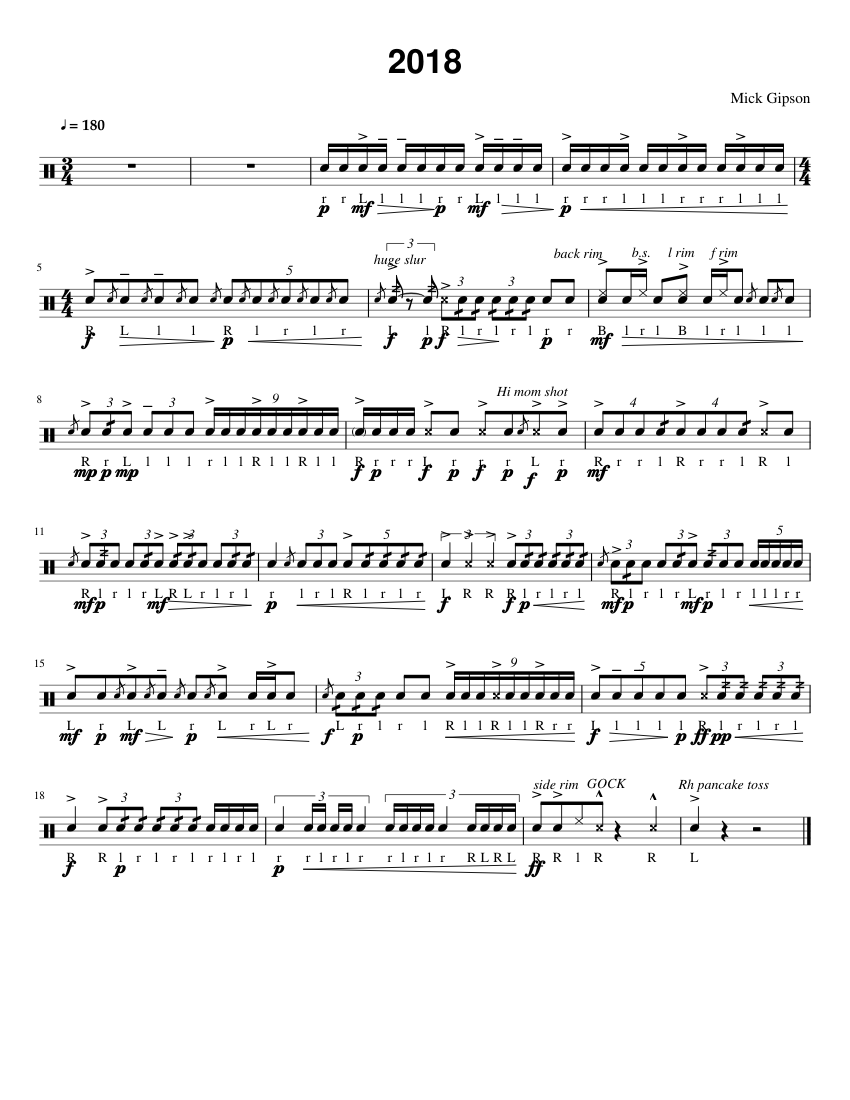 2018 Sheet music for Snare drum (Solo) | Musescore.com