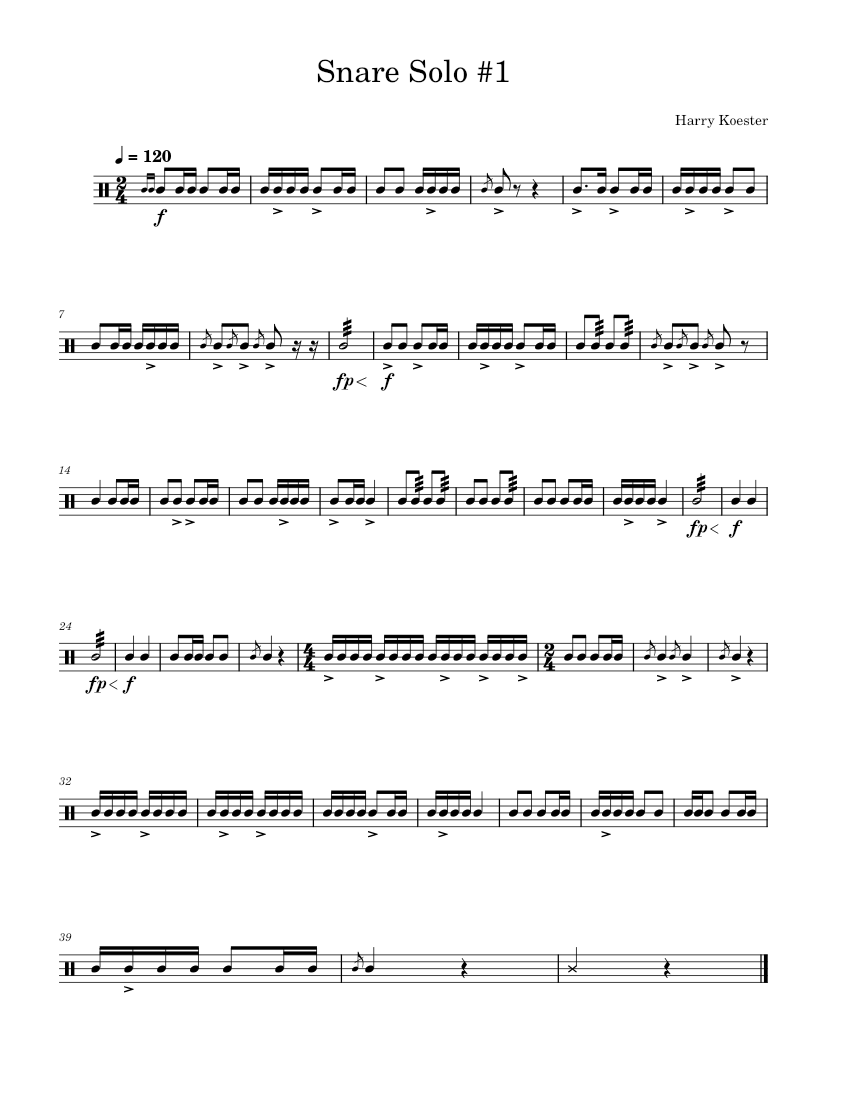 Snare Solo #1 Sheet Music for Snare drum (Solo) | MuseScore.com