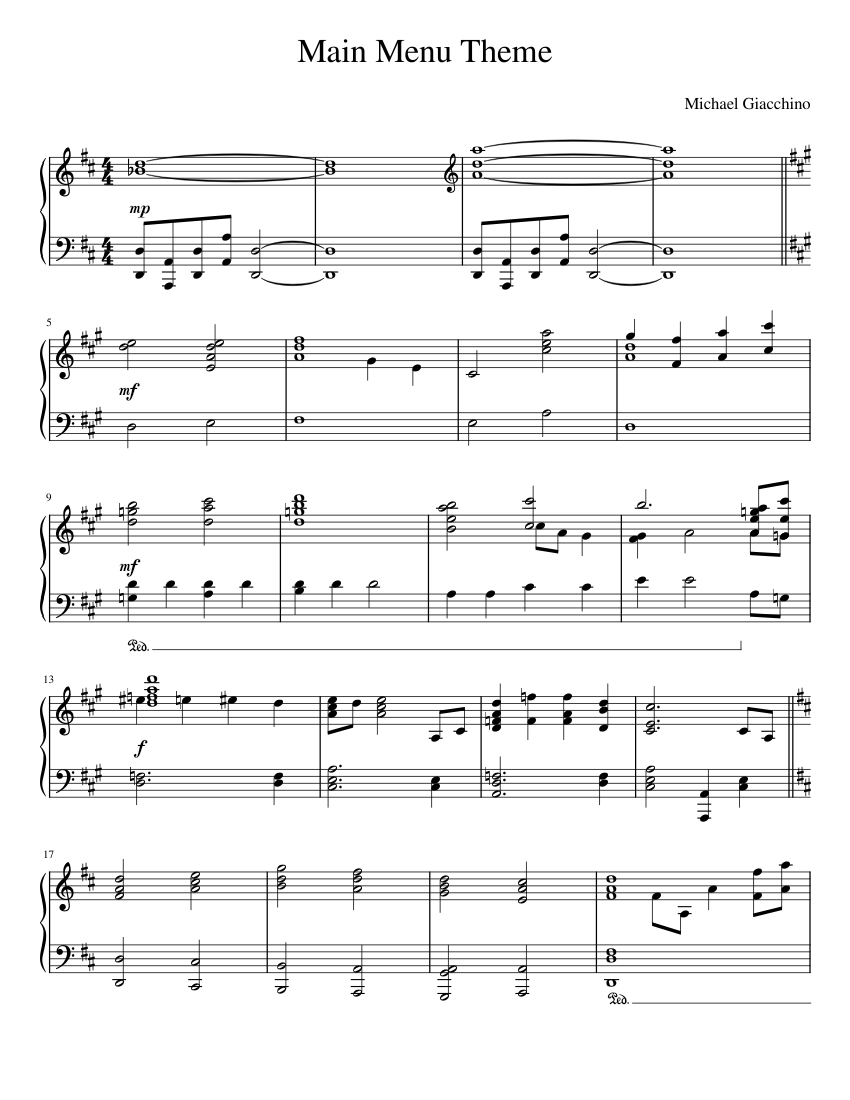 Call of Duty 1: Main Menu Theme Sheet Music for Piano (Solo ...