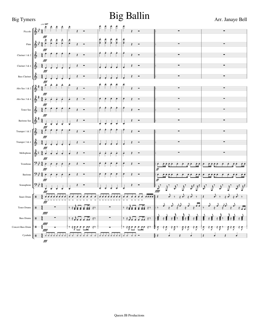 Big Ballin- Big Tymers Sheet music for Trombone, Tuba, Flute piccolo ...
