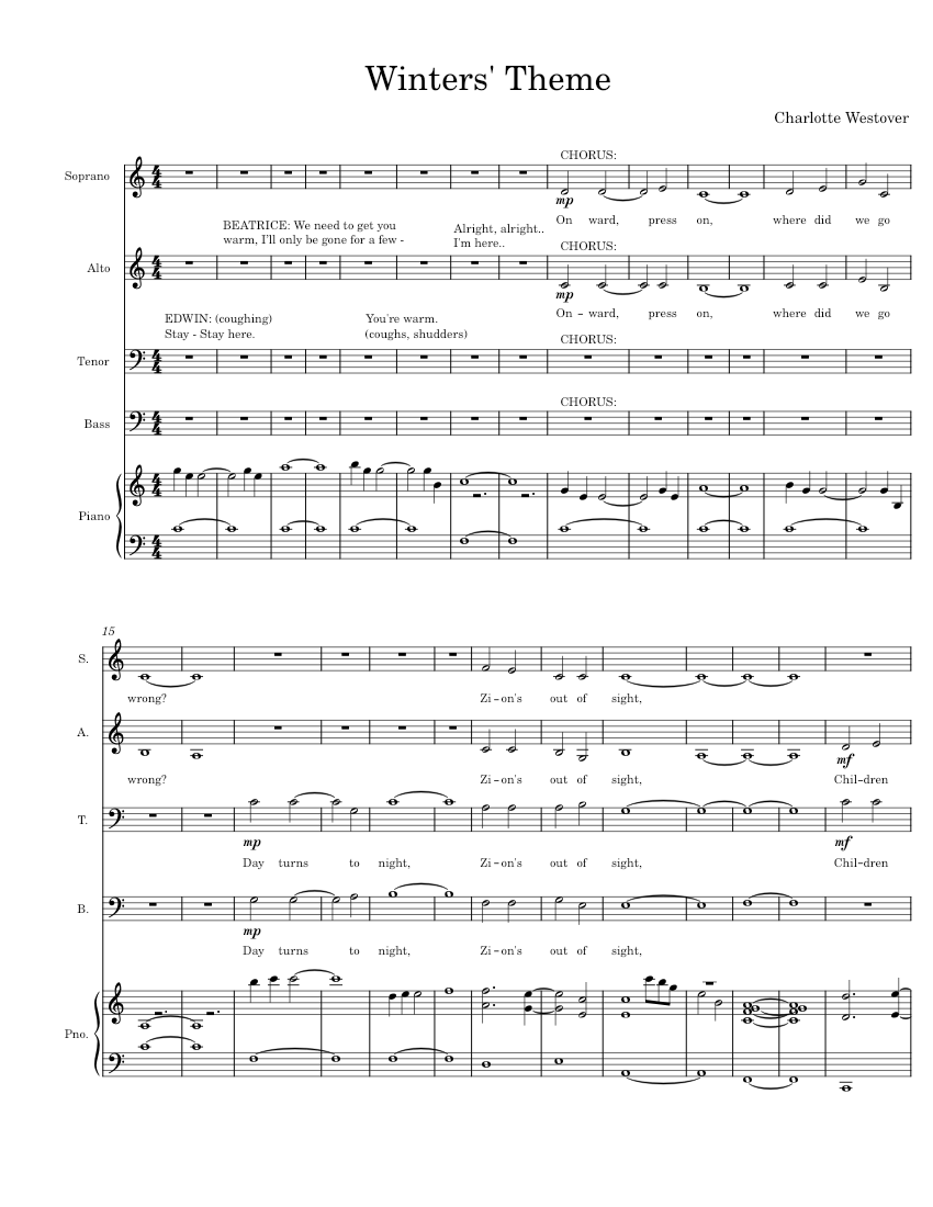 Winters_theme Sheet music for Piano, Soprano, Alto, Tenor & more ...