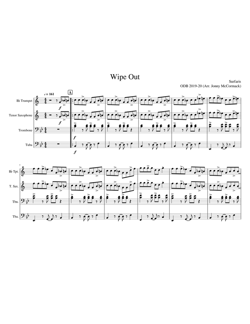 Wipe Out Sheet music for Trombone, Tuba, Saxophone tenor, Trumpet in b ...