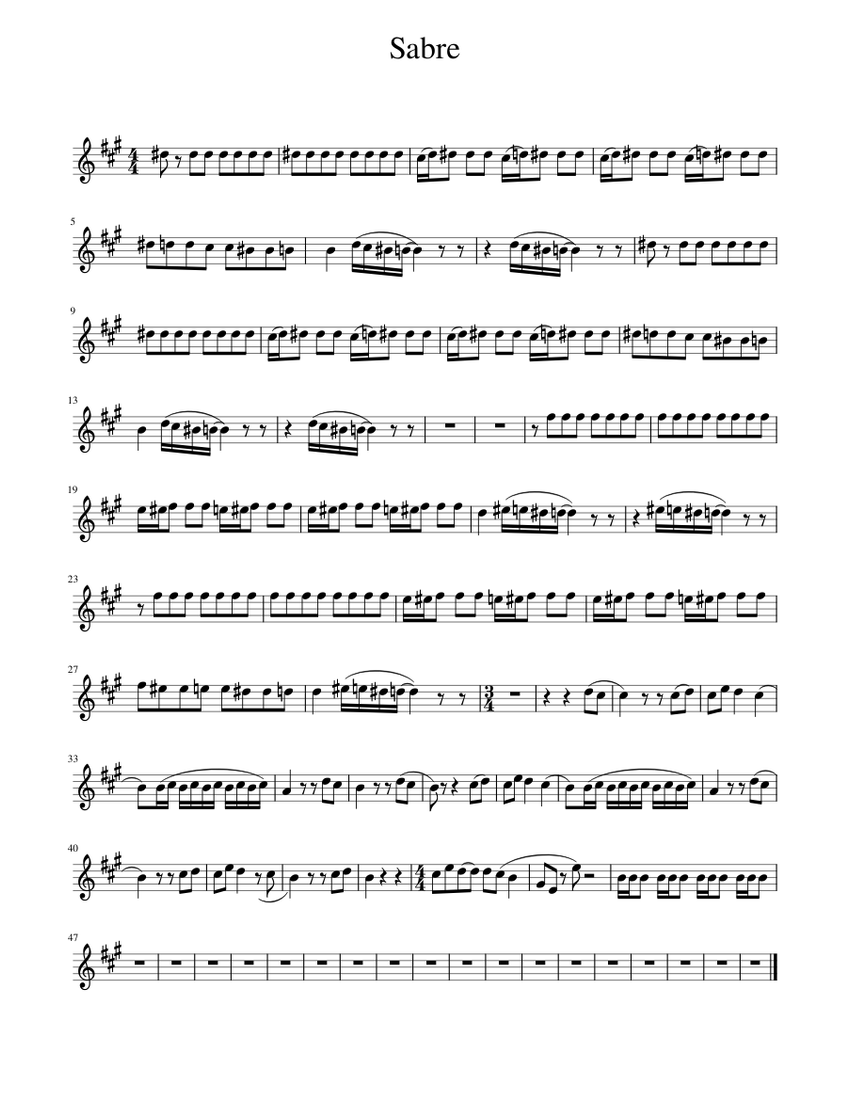 Sabre Sheet music for Piano (Solo) Easy | Musescore.com