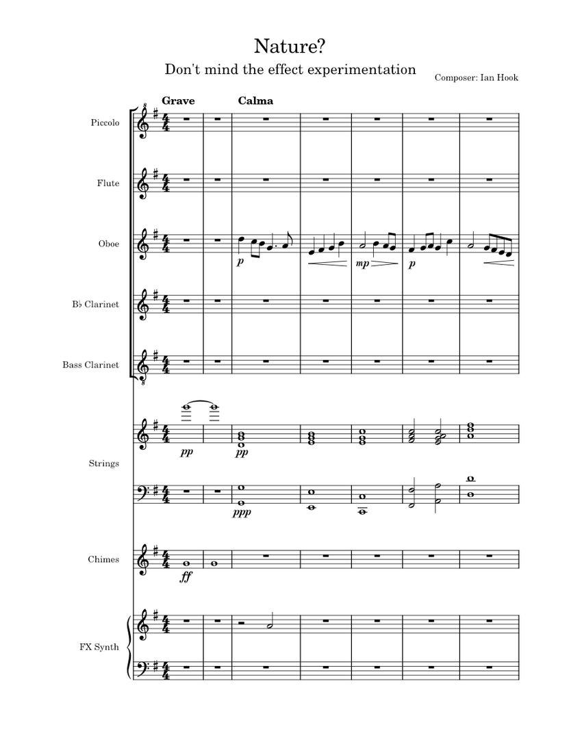 Nature? Sheet music for Flute piccolo, Flute, Oboe, Clarinet in b-flat ...
