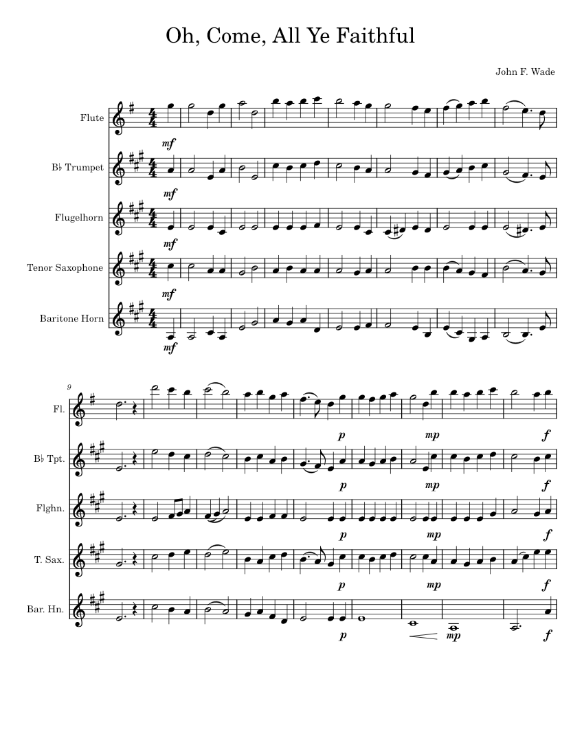 Oh Come All Ye Faithful – John Francis Wade Sheet music for Flugelhorn ...