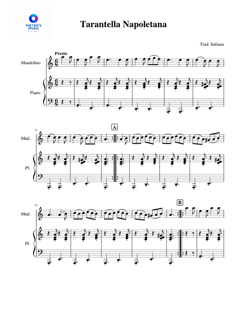 Tarantella Napoletana – Trad. Italy Tarantella Napoletana - piano tutorial