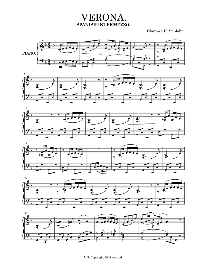 Verona (1904) Sheet music for Piano (Solo) | Musescore.com