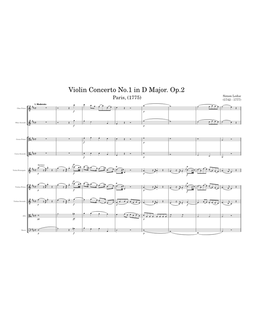 (1742 - 1777) Simon Leduc - Violin Concertos (excerpt) - piano tutorial