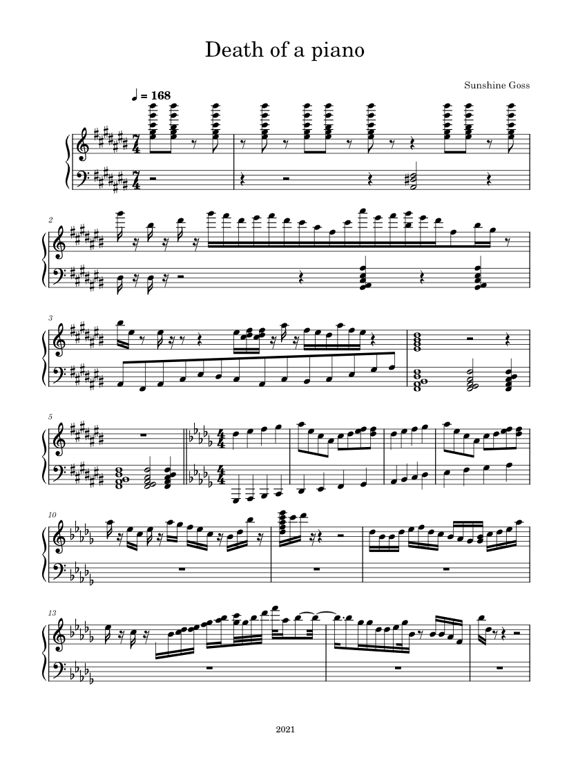 Death of a piano Sheet Music for Piano (Solo) | MuseScore.com