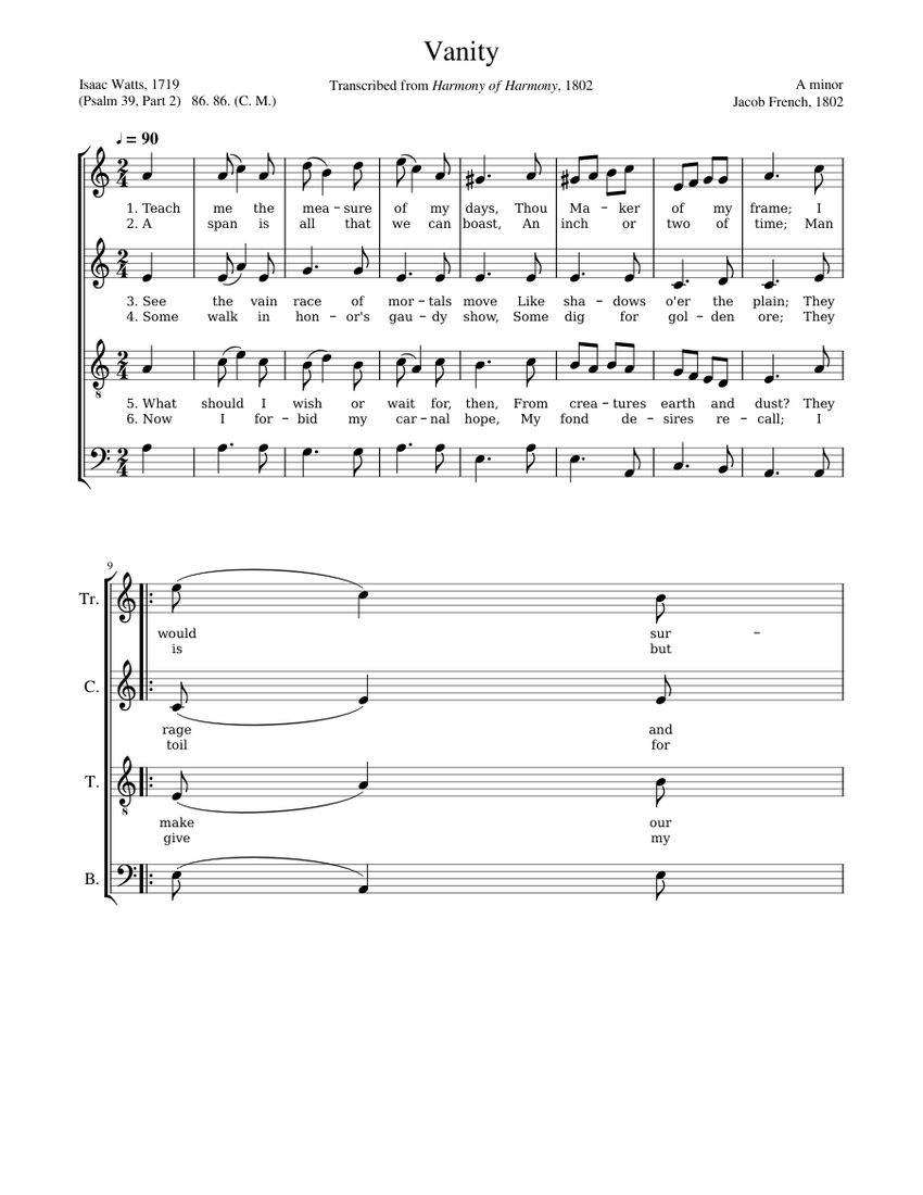Vanity - Jacob French Sheet music for Tenor, Bass voice, Vocals (Choral ...