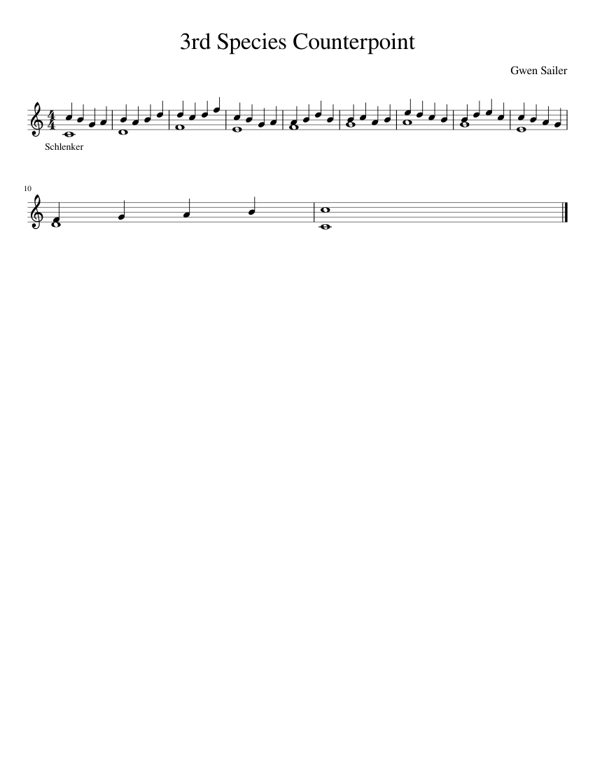 3rd Species Counterpoint Sheet music for Piano (Solo) Easy | Musescore.com