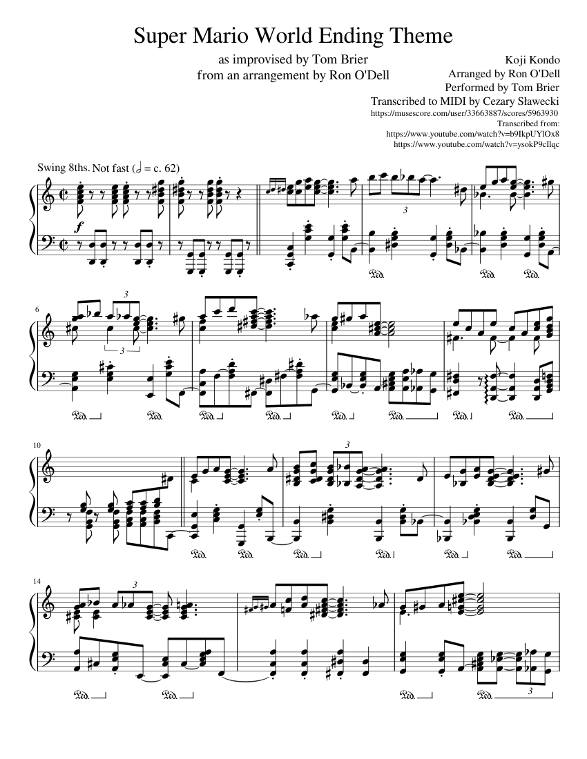 Ending Theme from Super Mario World – Keeper1st, Tom Brier Sheet Music ...