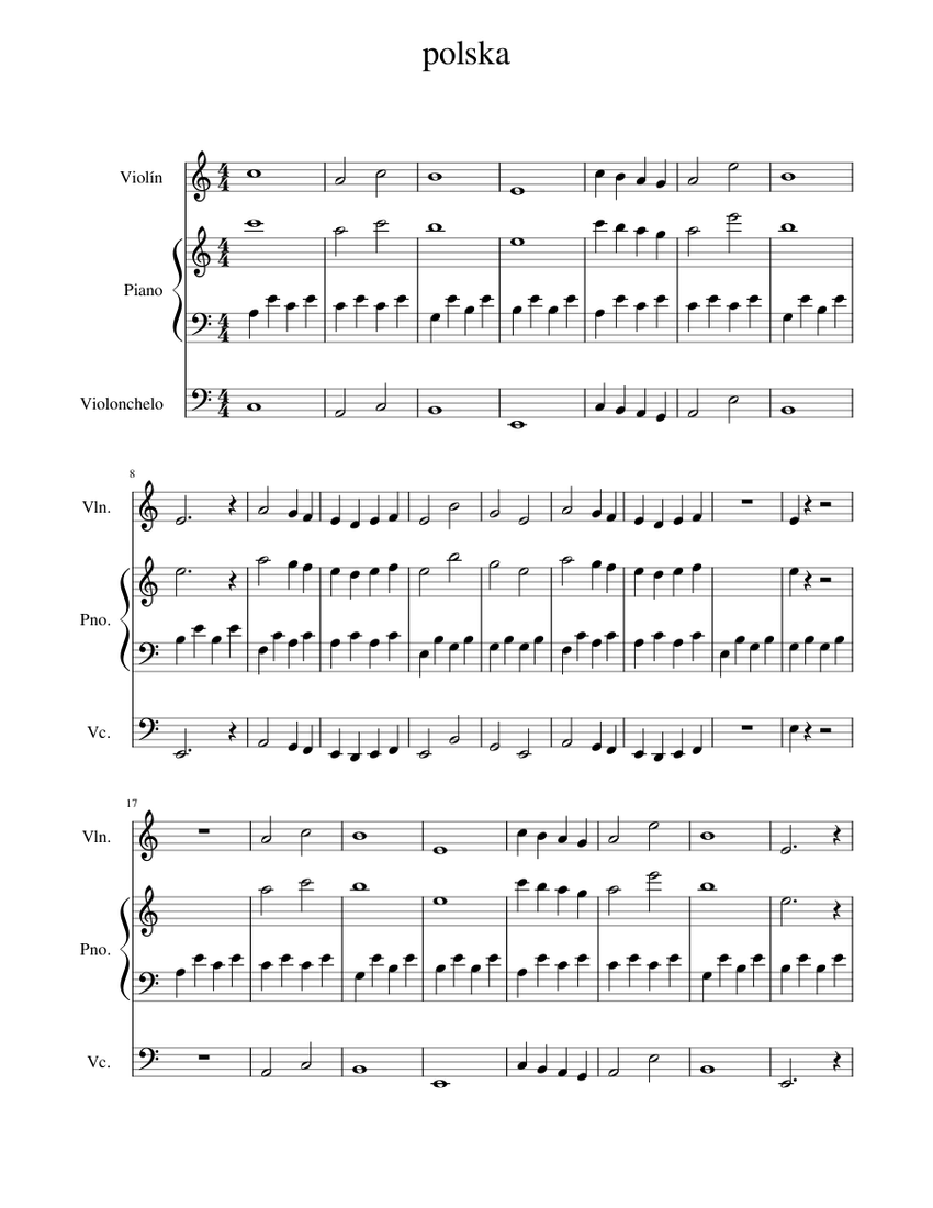 polska Sheet music for Piano, Violin, Cello (Piano Trio) | Musescore.com