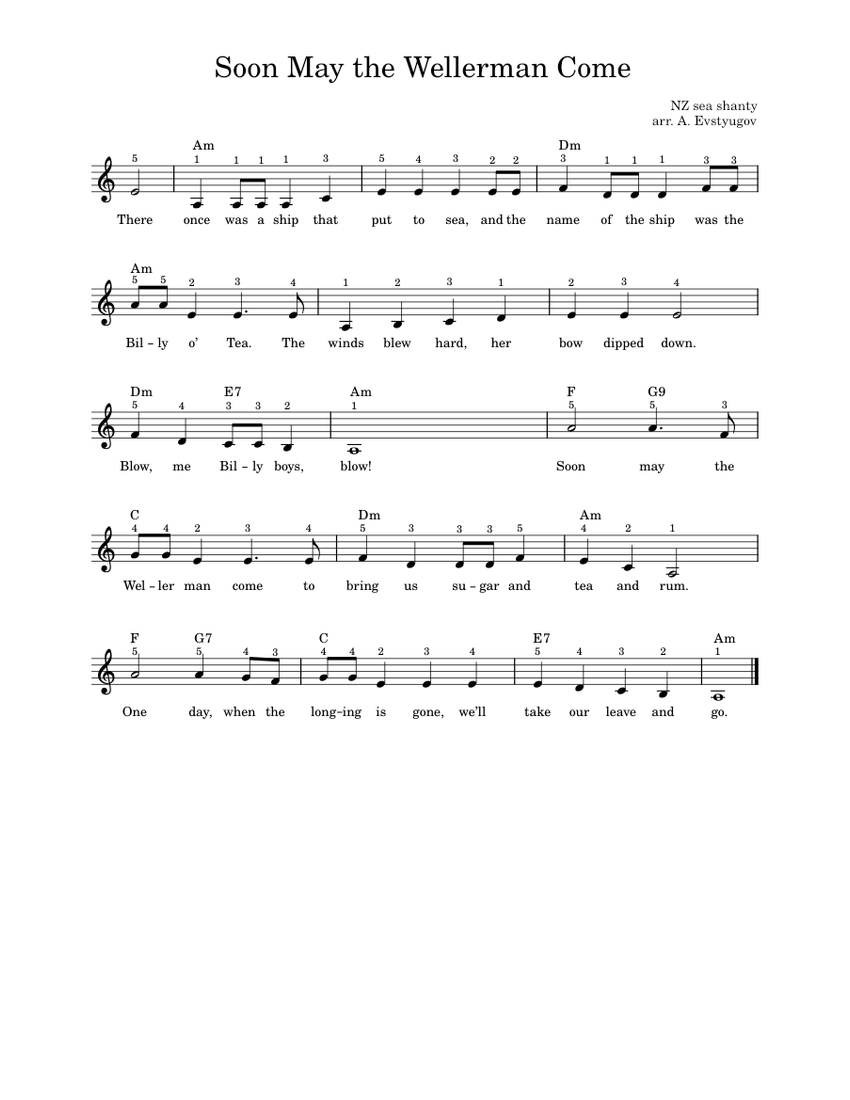Wellerman — easy piano — for complete beginners Sheet Music with Chords ...