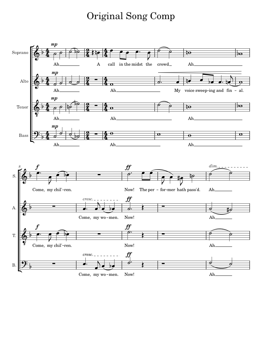 Original_Song_Comp Sheet music for Soprano, Alto, Tenor, Bass voice (A ...