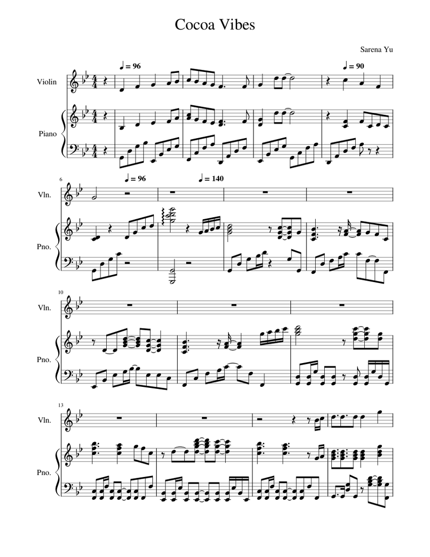 Cocoa Vibes Sheet music for Piano, Violin (Solo) | Musescore.com