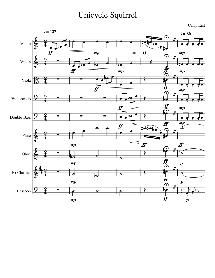 Unicycle Squirrel Sheet music for Flute, Oboe, Clarinet in b-flat ...