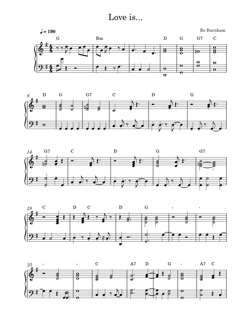 Love is... – Bo Burnham Sheet music for Piano (Solo) | Musescore.com