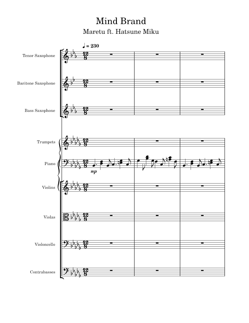 Mind brand – Maretu Mind_Brand Sheet Music for Piano, Saxophone tenor ...