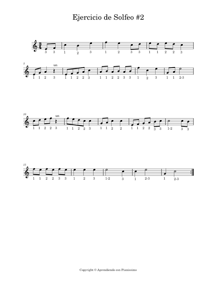 Ejercicio de Solfeo #2 Sheet Music for Piano (Solo) easy | MuseScore.com