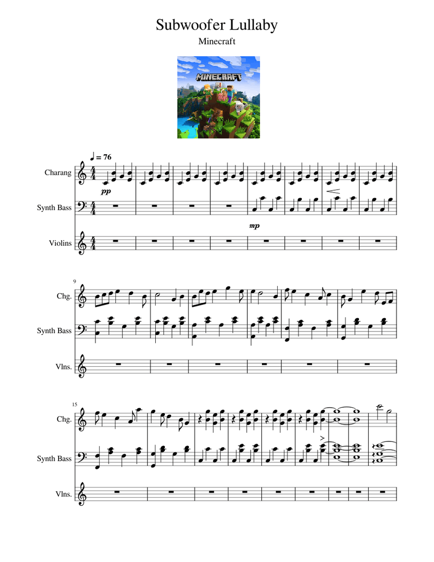 Subwoofer Lullaby - Minecraft Sheet music for Piano, Strings group ...