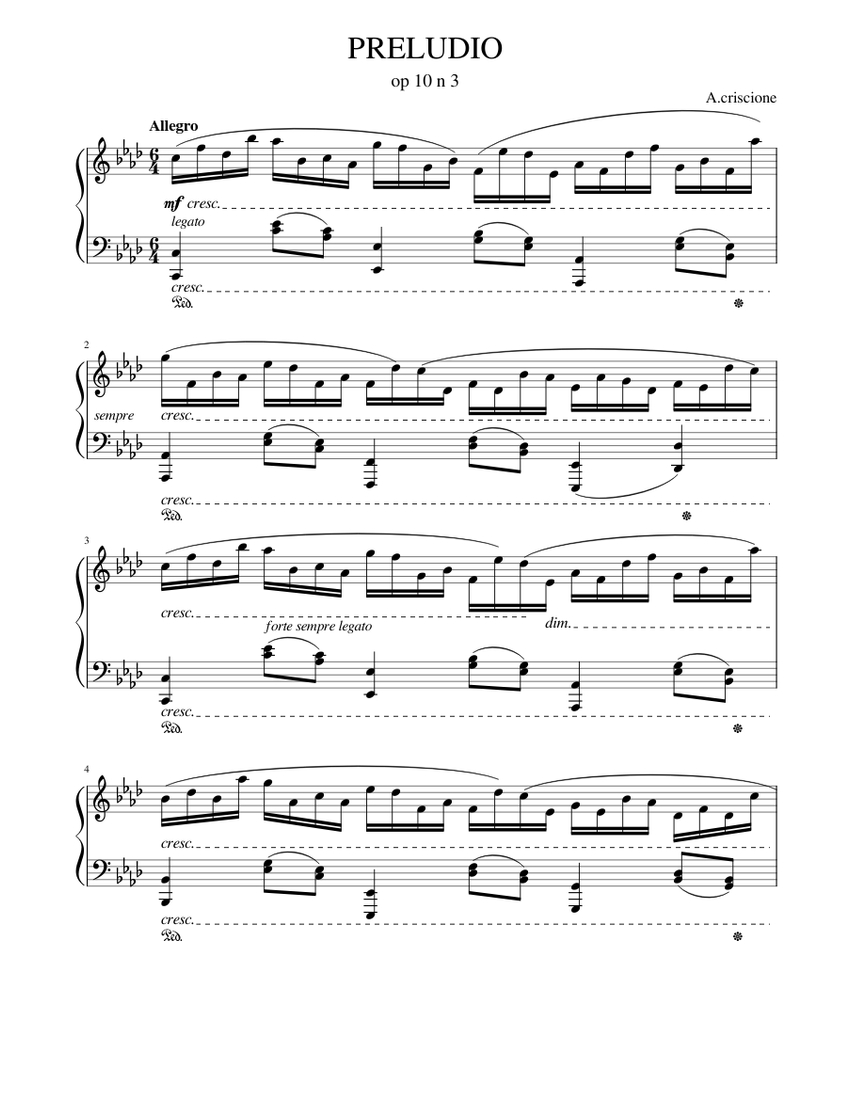 PRELUDIO Sheet music for Piano (Solo) | Musescore.com