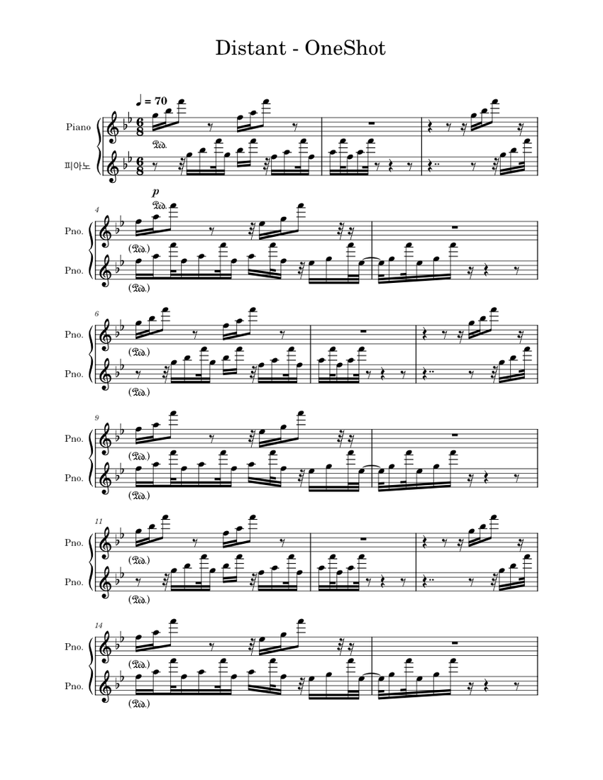 Distant - OneShot Sheet music for Piano (Solo) | Musescore.com