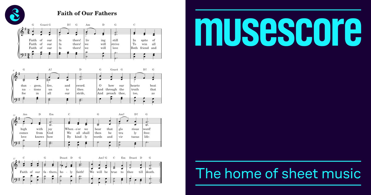 Faith of Our Fathers (ST. CATHERINE) Sheet Music with Chords for Organ ...