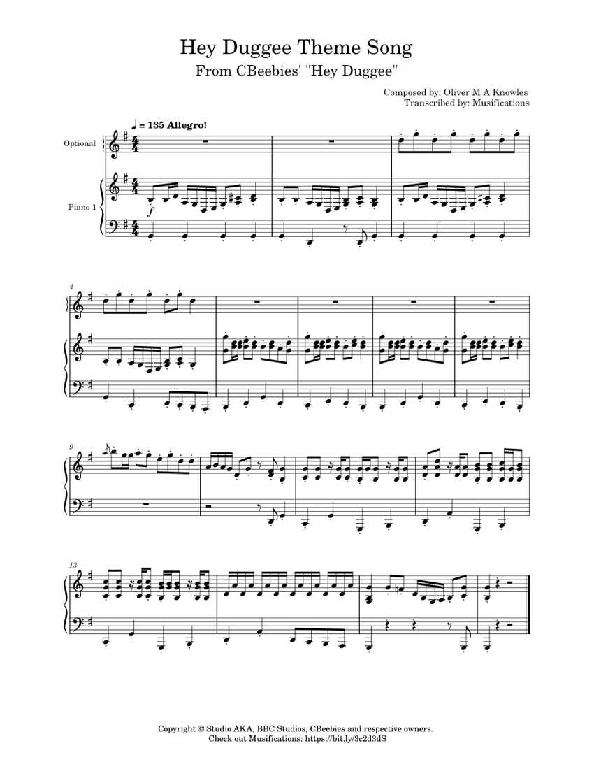 Hey Duggee Theme Sheet music for Piano (Solo) | Musescore.com