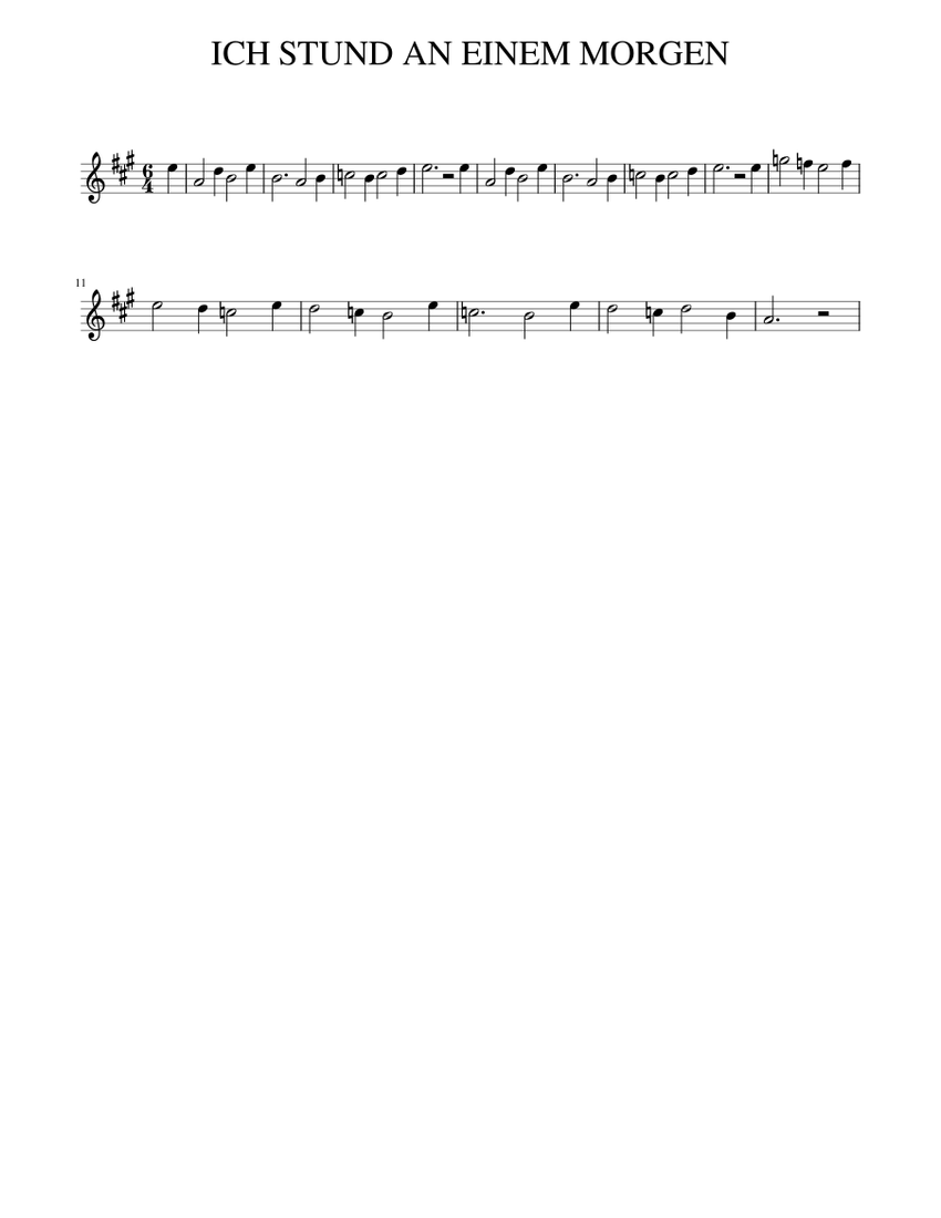 ICH STUND AN EINEM MORGEN Sheet music for Piano (Solo) | Musescore.com