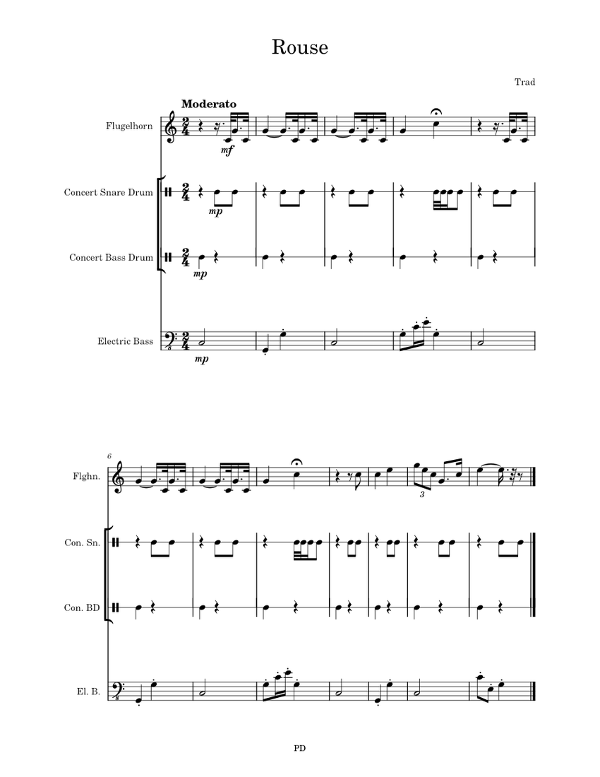 Rouse - Pete Jinks Sheet music for Flugelhorn, Snare drum, Bass guitar ...