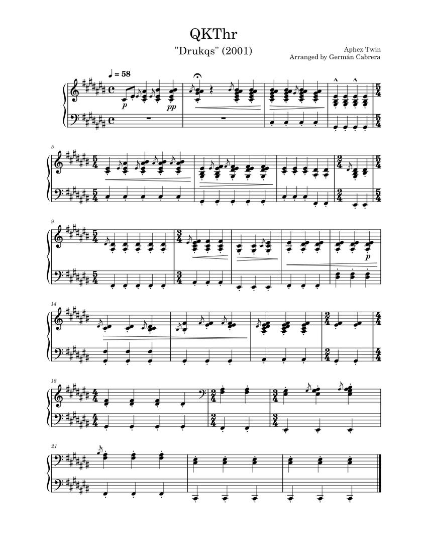 QKthr – Aphex Twin Sheet Music for Harmonium (Solo) | MuseScore.com