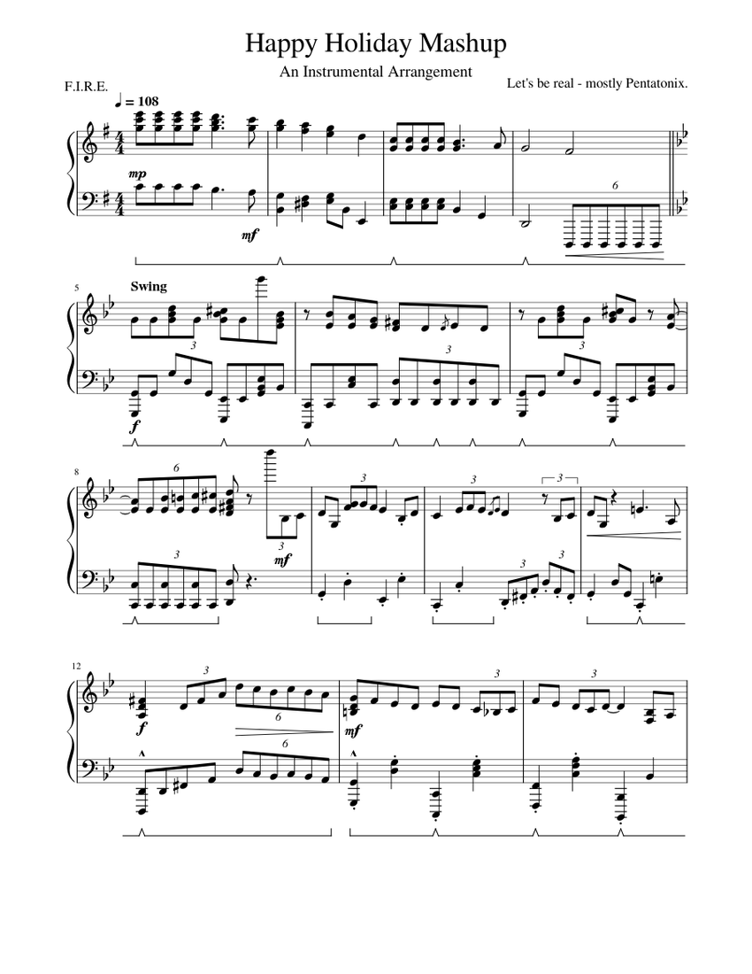 Happy Holiday Mashup Sheet Music for Piano (Solo) | MuseScore.com