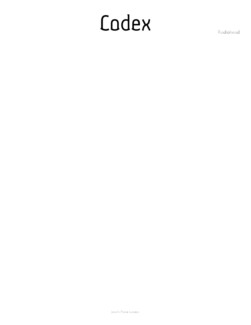 Codex - Radiohead (updated) Sheet Music for Piano, Vocals (Piano-Voice ...