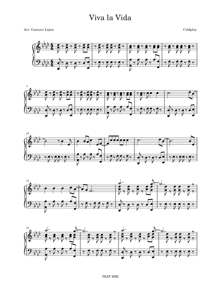 Viva la Vida Sheet music for Piano (Solo) | Musescore.com